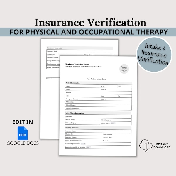 Occupational Therapy Patient Intake Form - Etsy