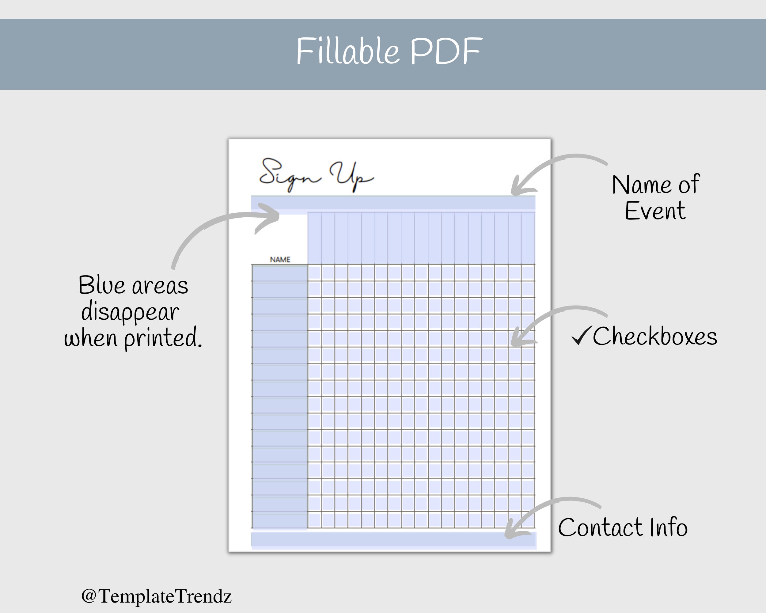 Fillable Sign up Sheets, Sign up Sheet Template, Sign up List, Party ...