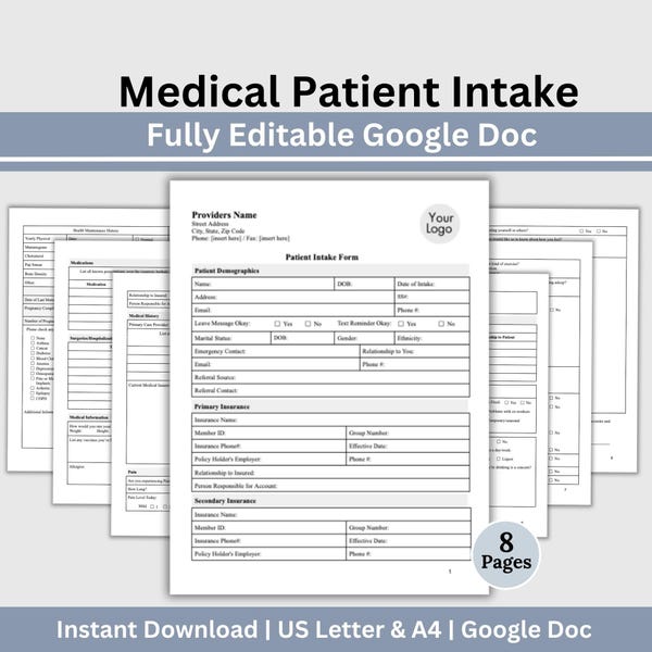 New Patient Information Template - Etsy
