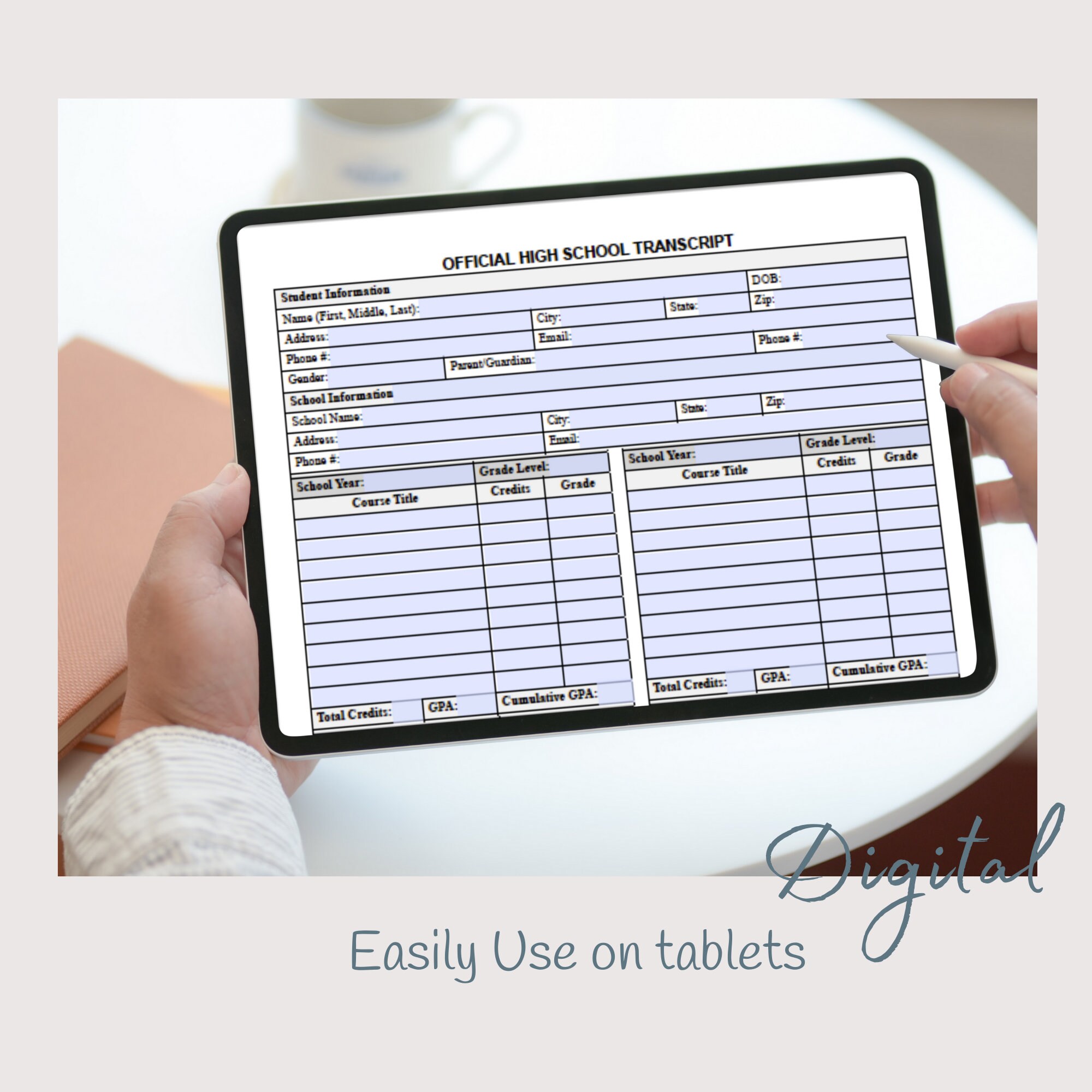 High School Transcript, Fillable Homeschool Report Card, Homeschool ...