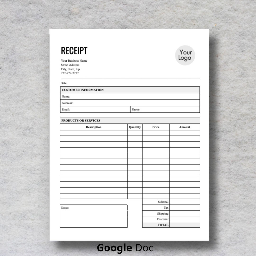 Modelo de recibo, formulário editável do Google Doc, recibo para ...
