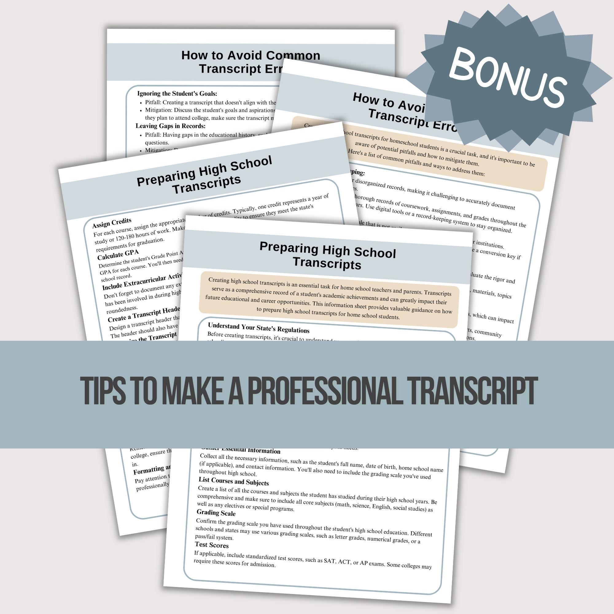 High School Transcript, Fillable Homeschool Report Card, Homeschool ...