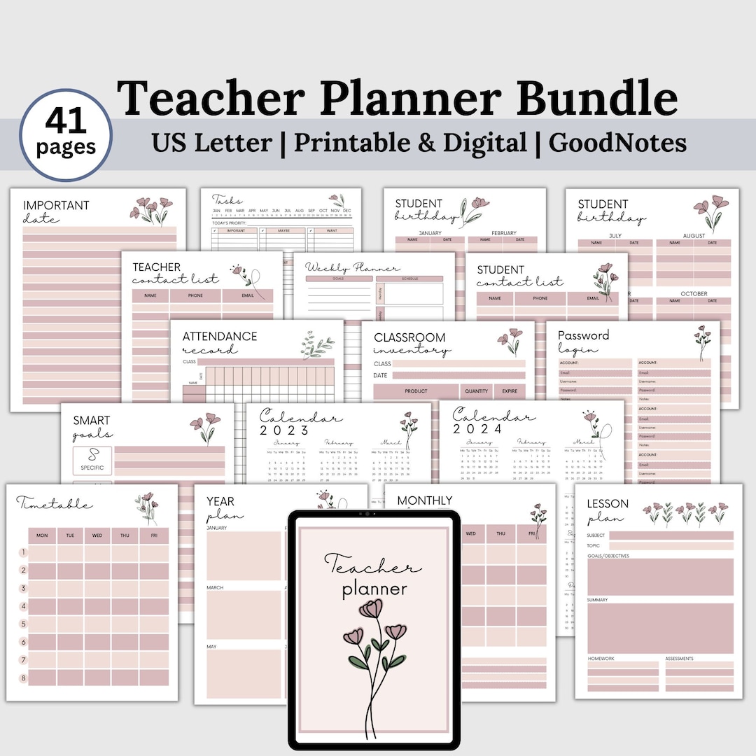 Teacher Planner Printable, Lesson Plan Organizer, Academic Planner ...