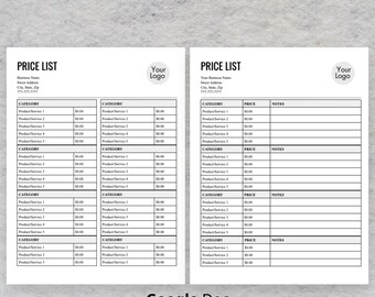 Automated Price List and Quote Template, Google Sheets and Excel, PDF ...