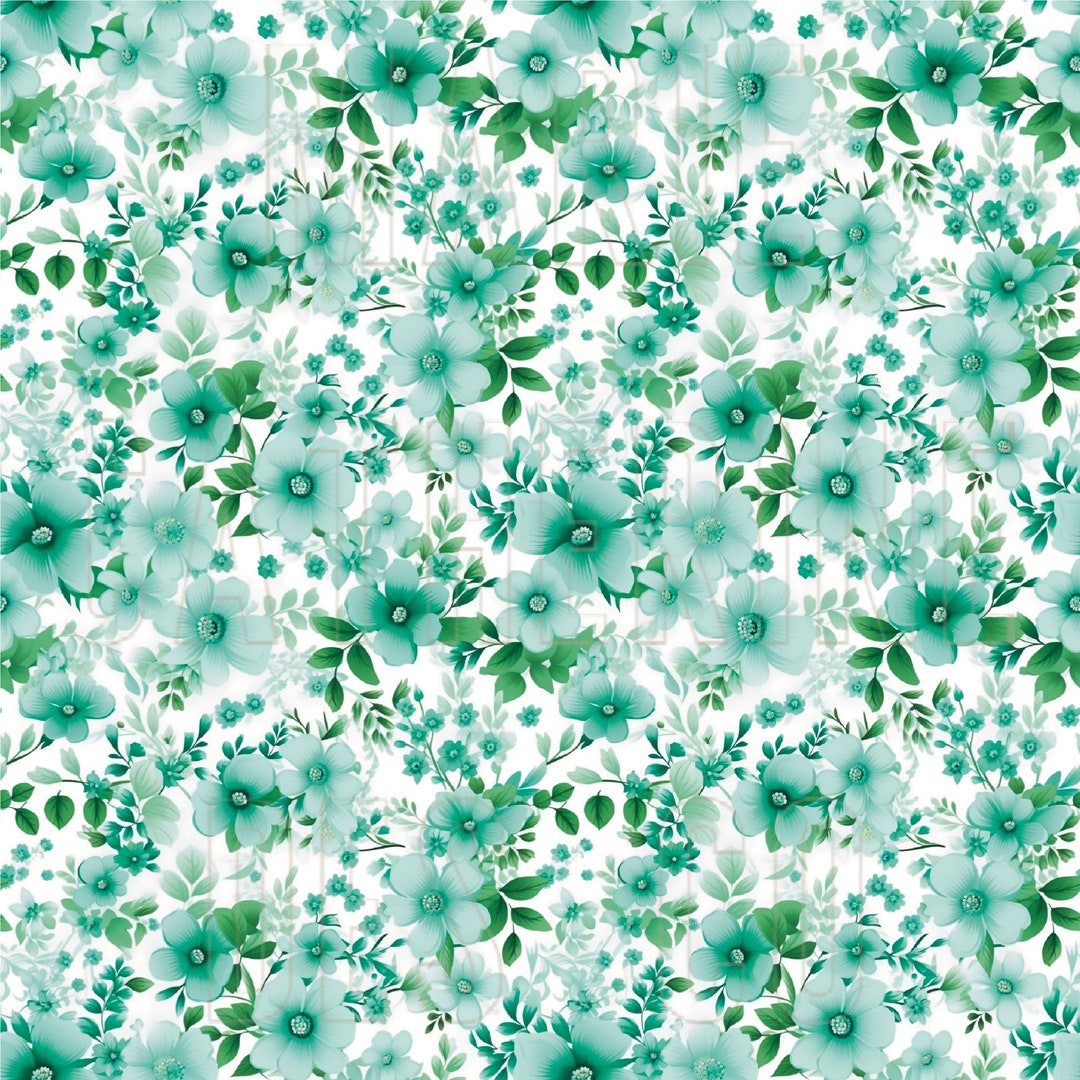 Teal Watercolor Floral Seamless Repeating Pattern - Etsy