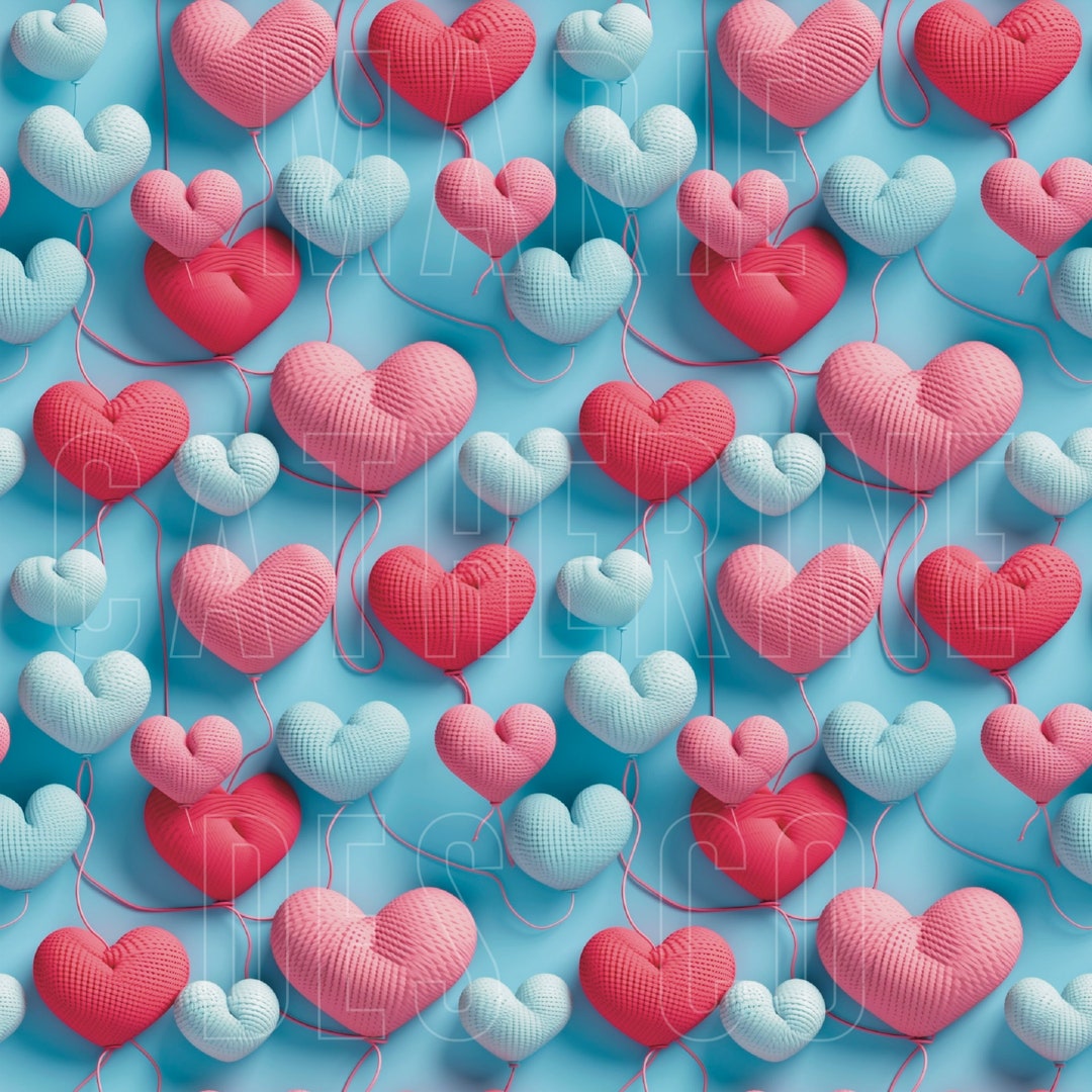 Bubble Knit Heart Balloons Seamless Repeating Pattern - Etsy