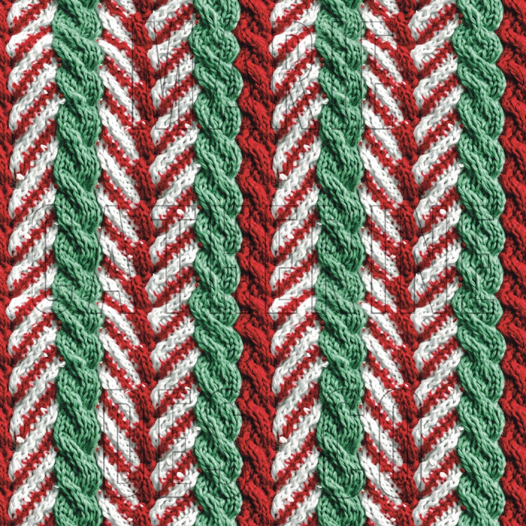 Christmas Red & Green Knit Embroidery Seamless Repeating Pattern - Etsy
