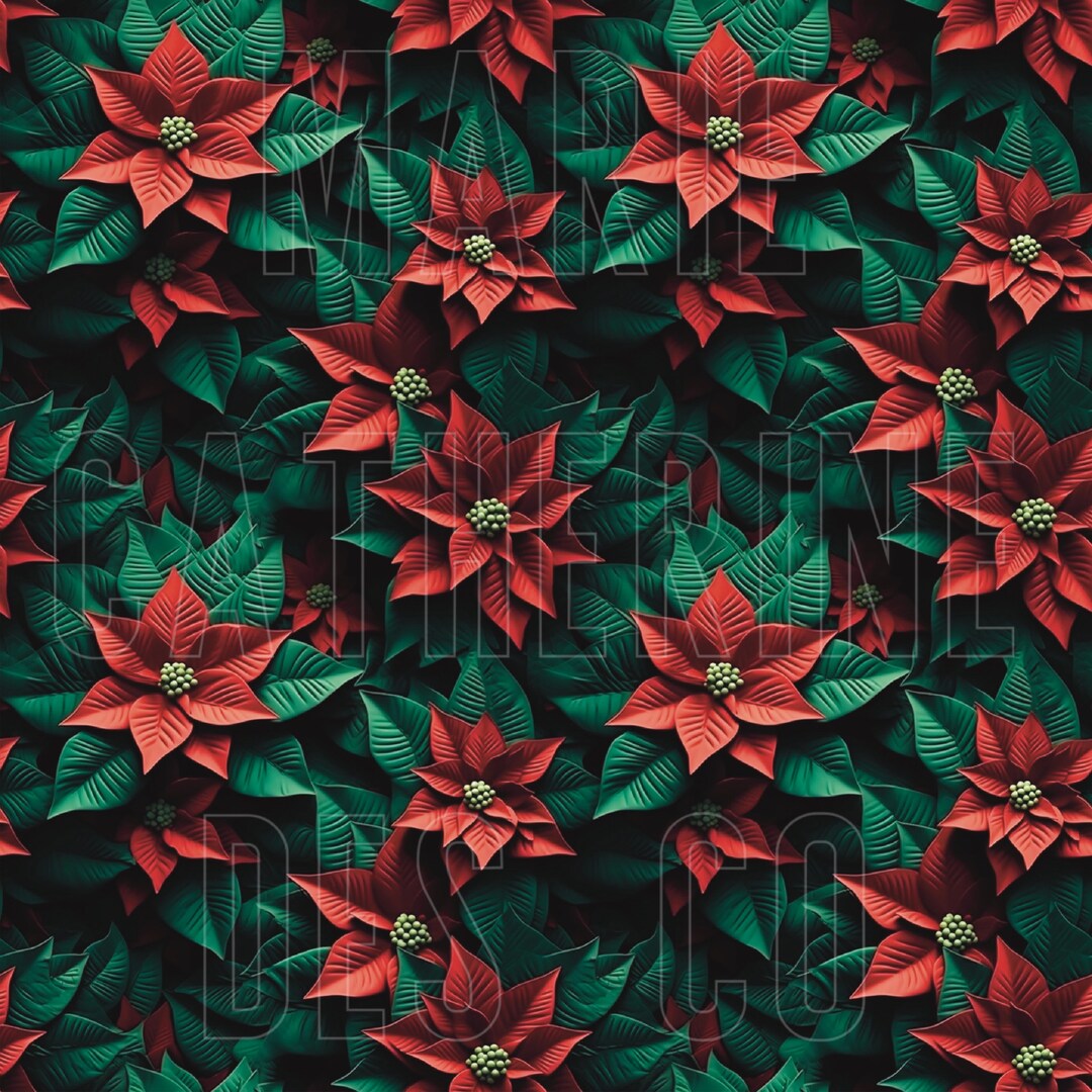 3D Christmas Poinsettias Seamless Repeating Pattern - Etsy