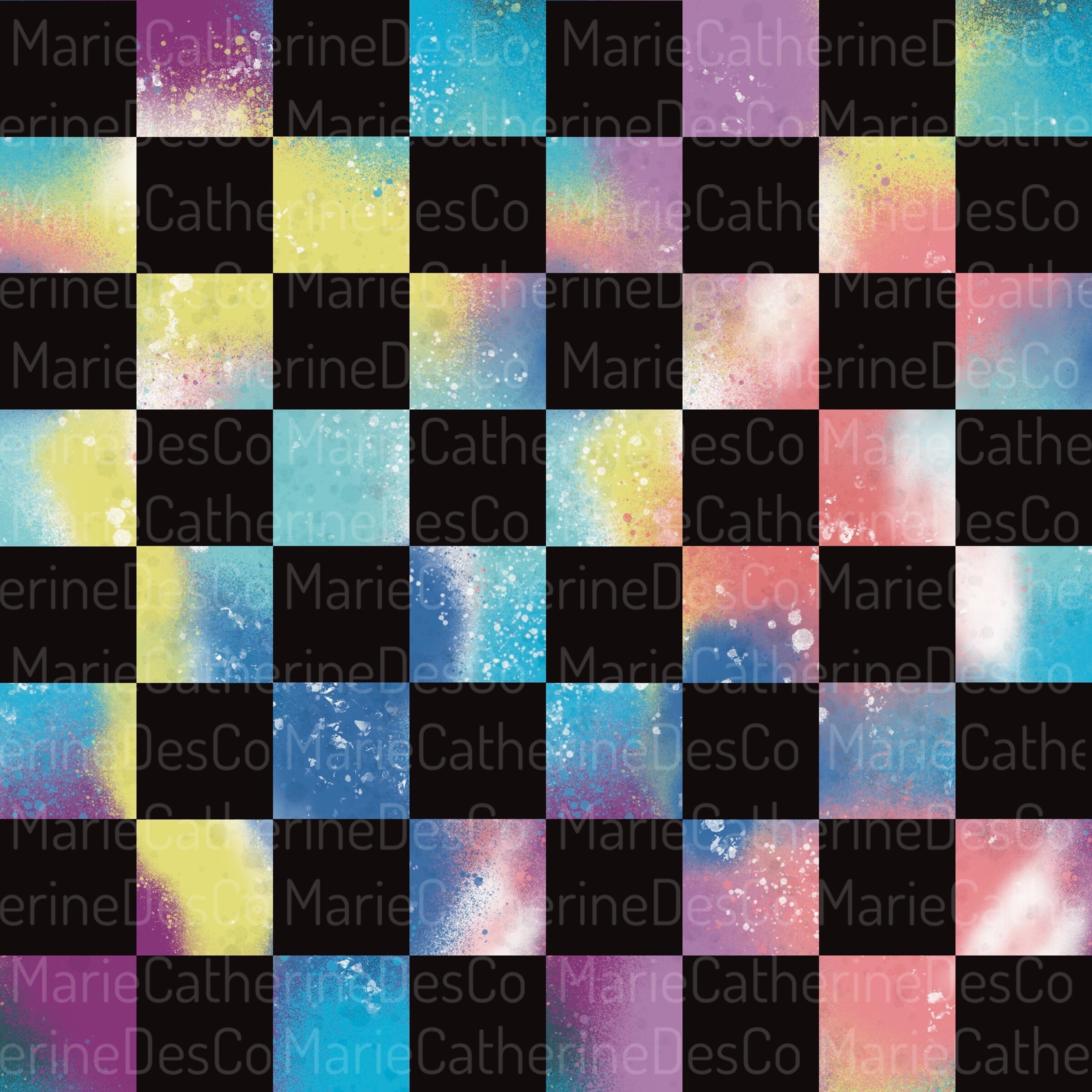 Hand Drawn Rainbow Nebula Checkered Seamless Repeating Pattern - Etsy