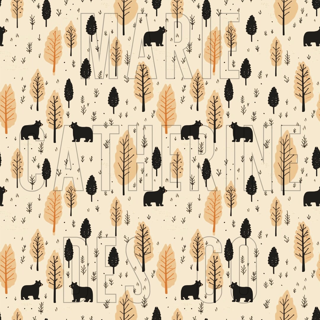 Wandering Black Bears Boho Seamless Repeating Pattern - Etsy