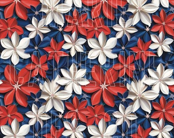 Red White and Blue Scalloped Seamless Repeating Pattern, USA Flag and ...