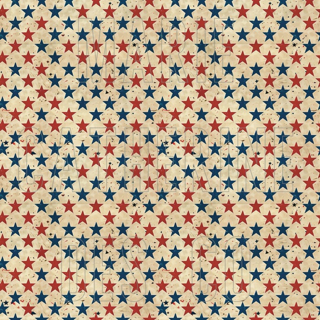 Fourth of July Red & Blue Distressed Stars Seamless Repeating Pattern ...