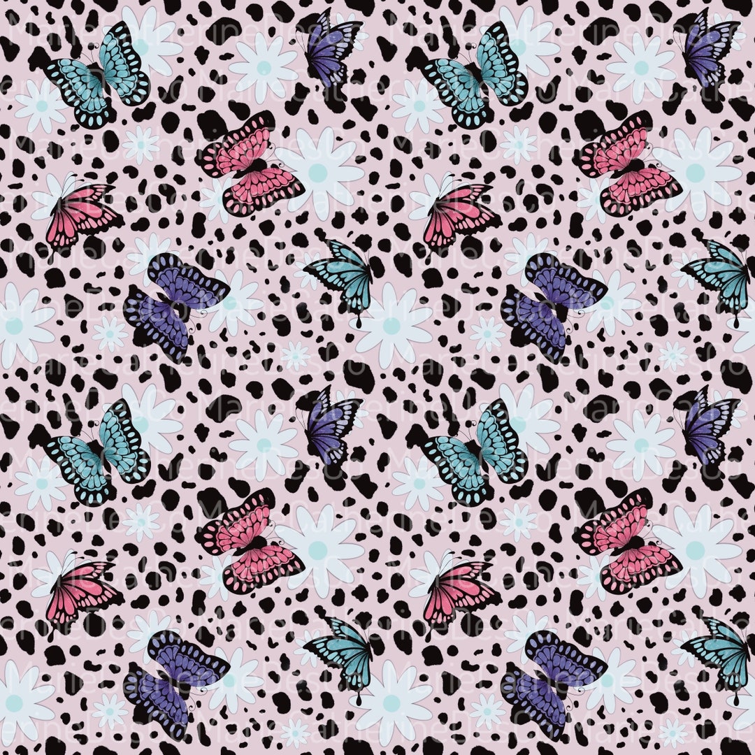 Spotted Daisy Butterflies Seamless Repeating Pattern - Etsy