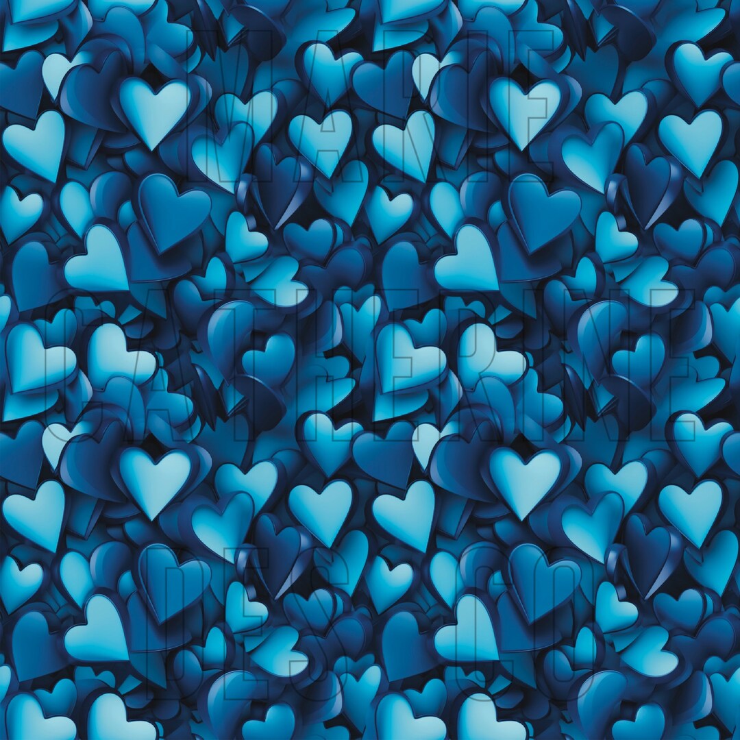Blue Hearts Seamless Repeating Pattern - Etsy