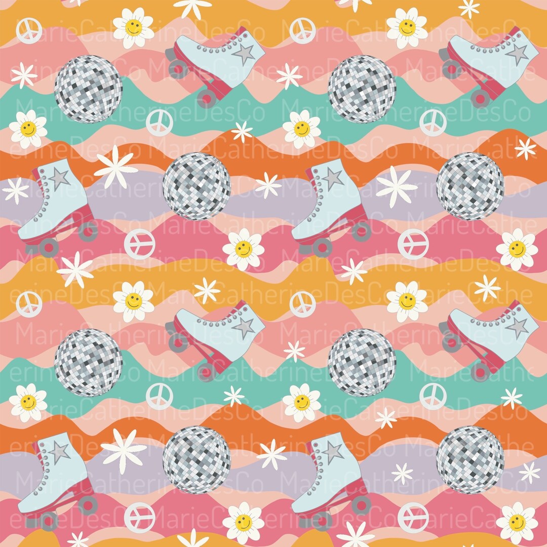 Disco Daisy Skate Party Seamless Repeating Pattern - Etsy