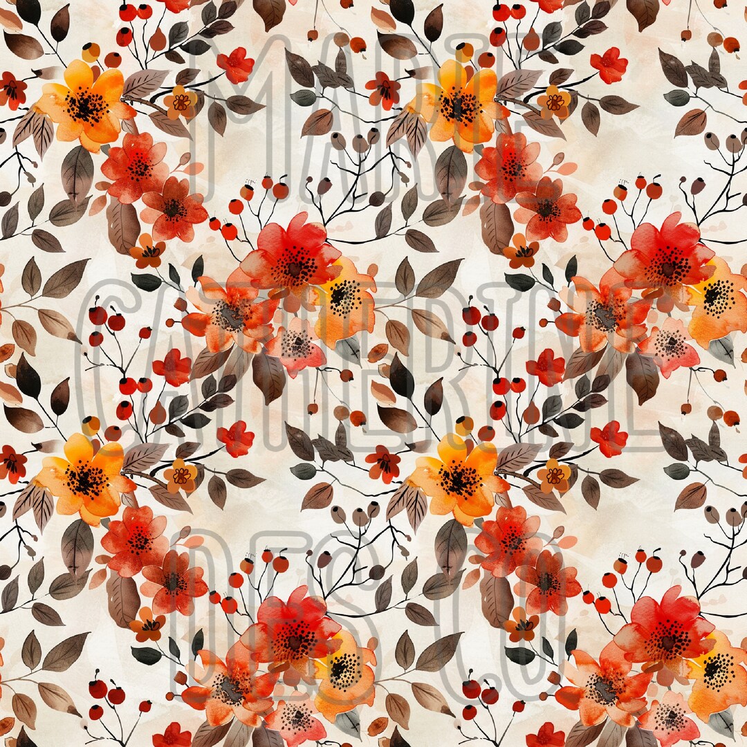 Fall Watercolor Floral #2 Seamless Repeating Pattern - Etsy