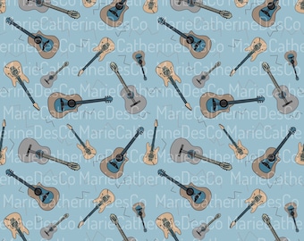 Rock and Roll Seamless Repeat Pattern Guitar Seamless Pattern Hand ...