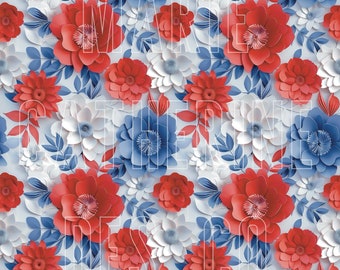 Red White and Blue Scalloped Seamless Repeating Pattern, USA Flag and ...