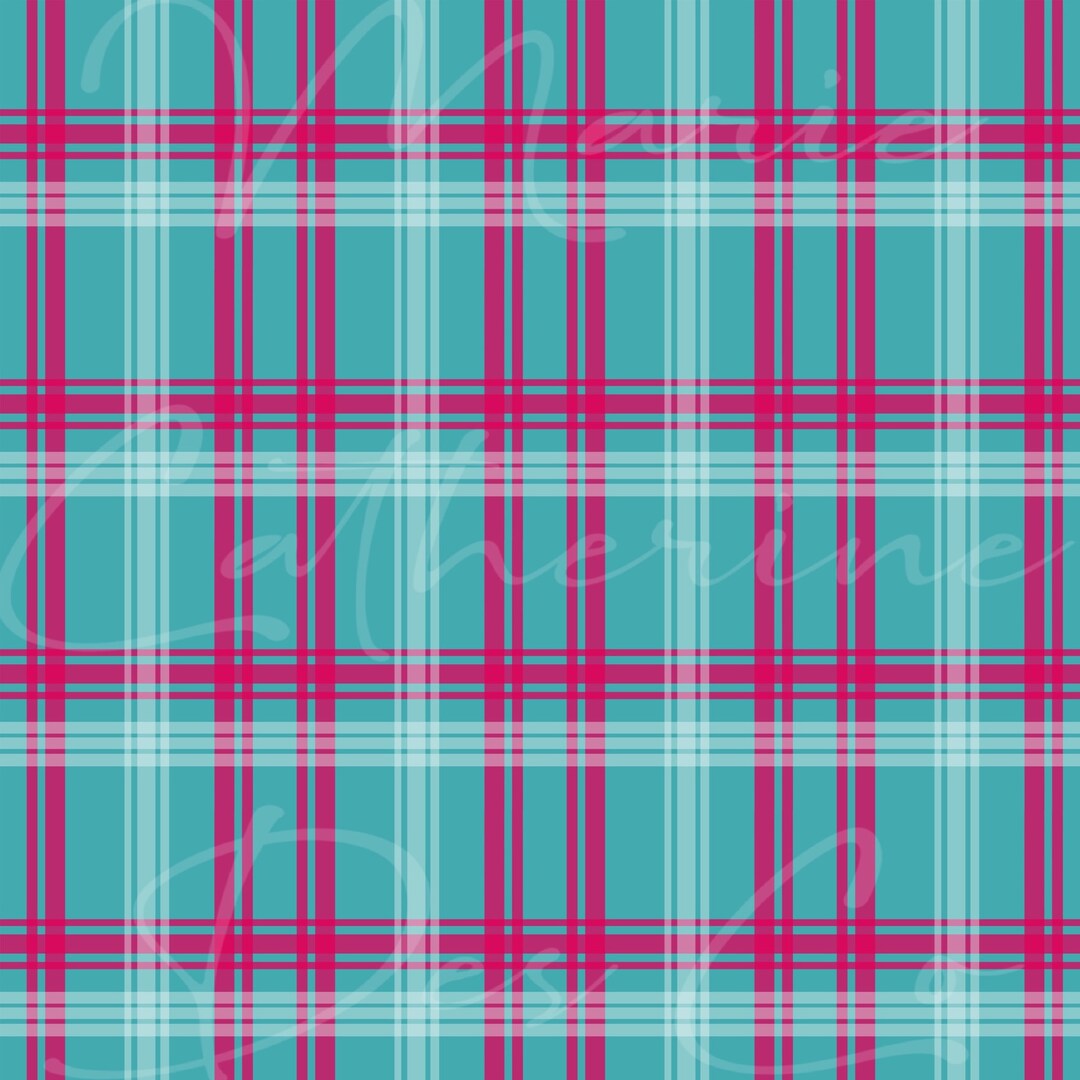 Turquoise and Pink Plaid Seamless Repeating Pattern - Etsy