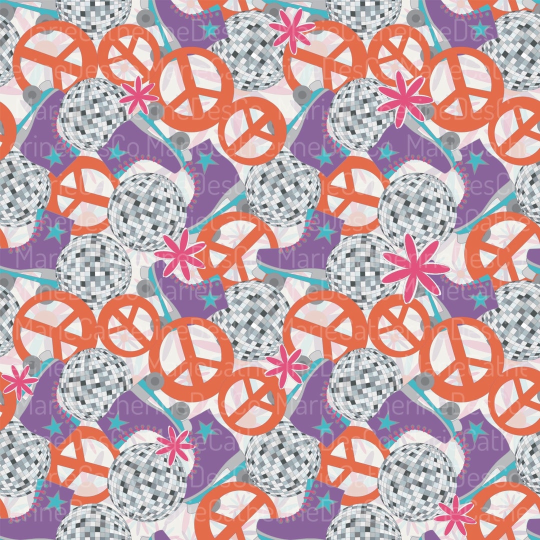 Peace Sign Disco Party Seamless Repeating Pattern - Etsy