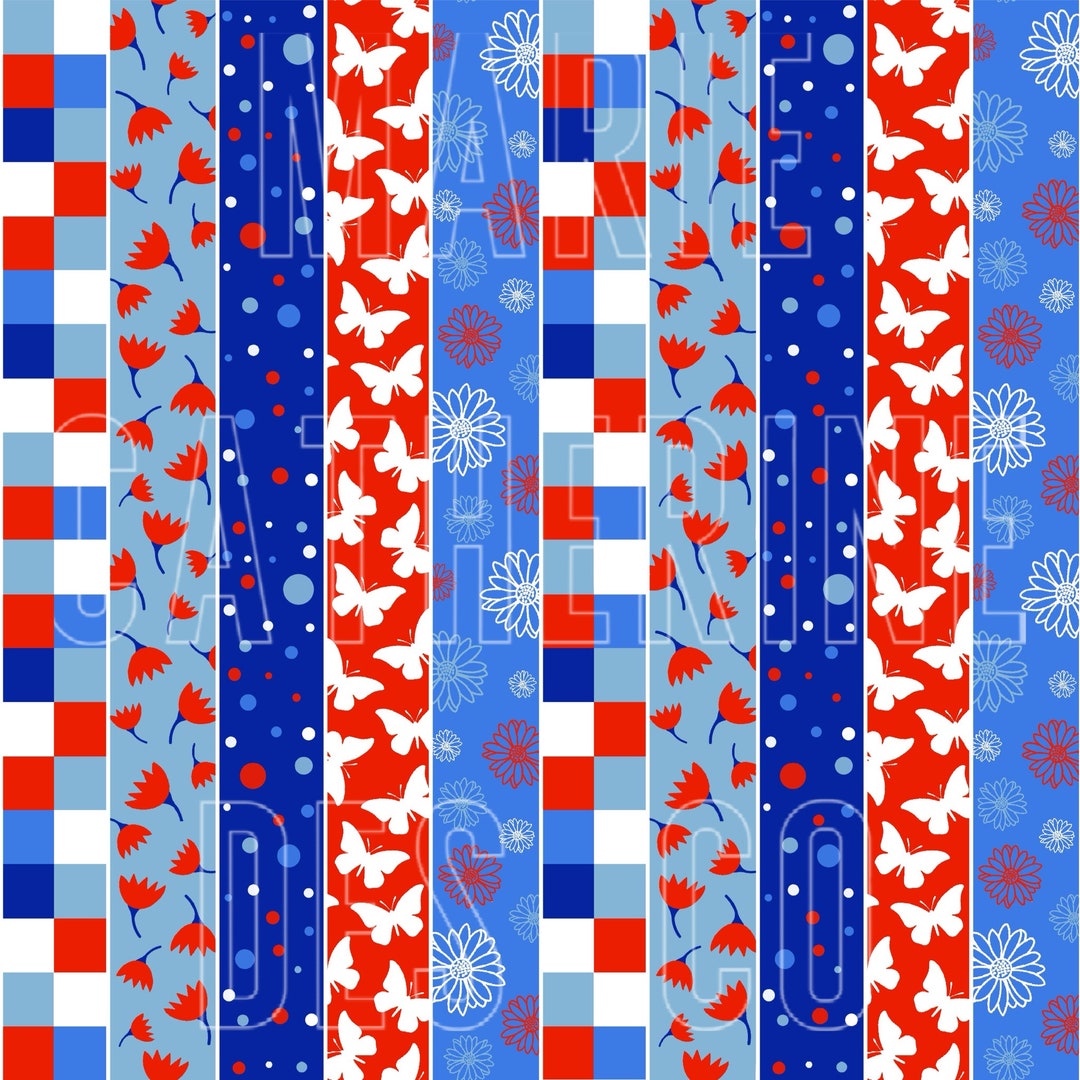 Fourth of July Red, White & Blue Summer Stripes Seamless Repeating ...