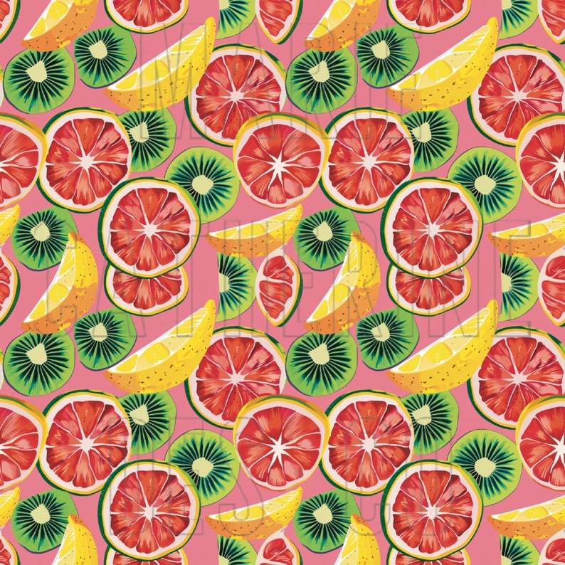 Kiwi and Lemon Fruit and Pink Summertime Seamless Repeating Pattern - Etsy