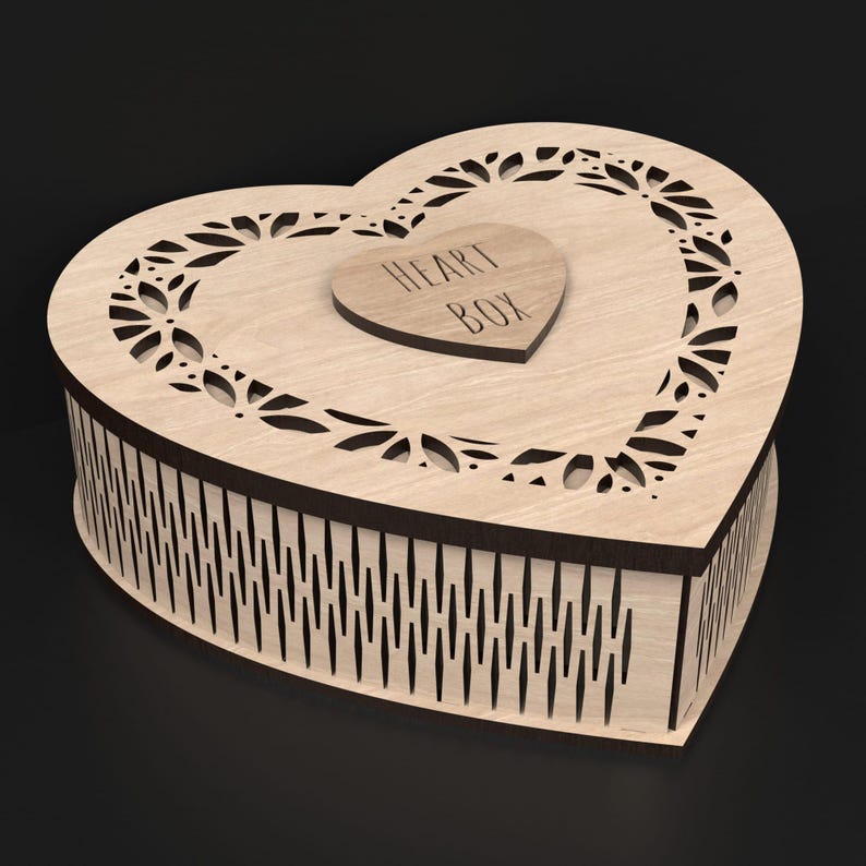 Engraved Heart Keepsake Box – Laser-cut Wooden Gift Box. - Etsy
