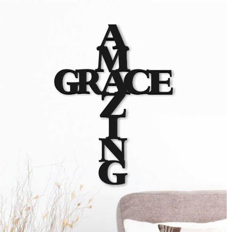 Amazing Grace Cross - Inspirational Christian Wall Decor - Etsy
