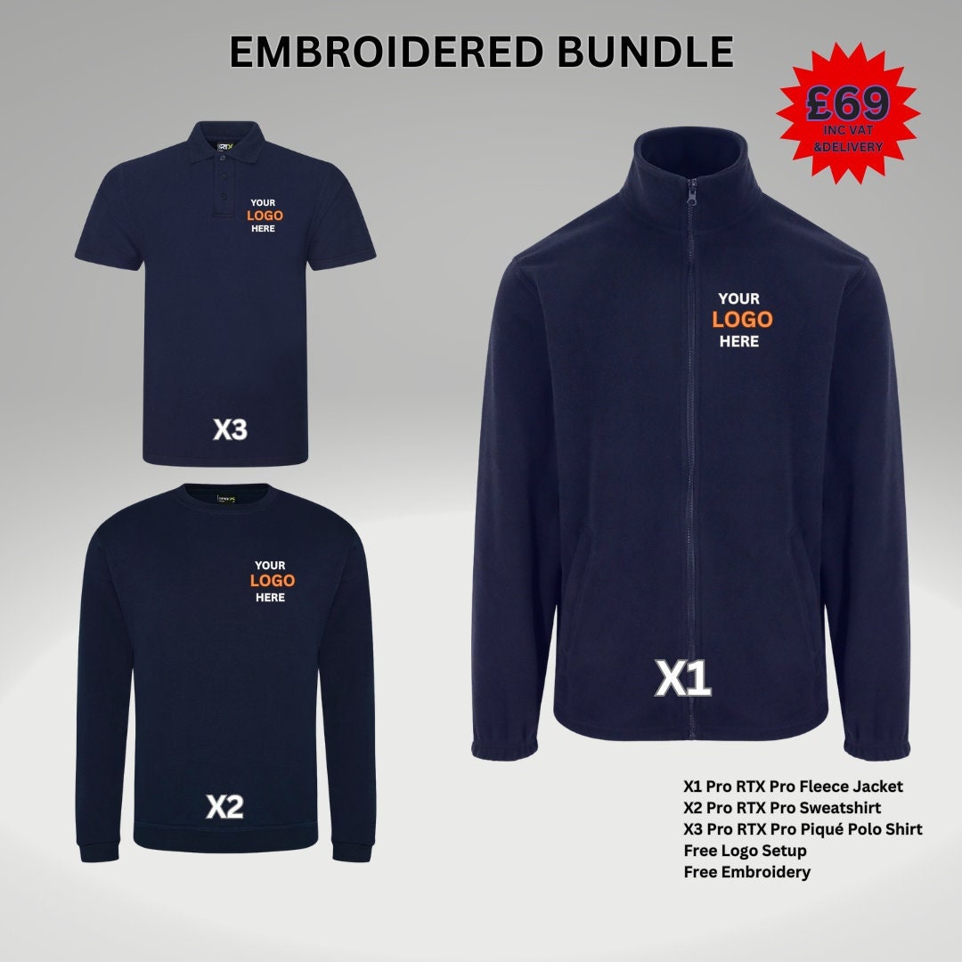 Embroidered Bundle Your Company Logo Sweatshirt Polo Shirt Embroidered ...