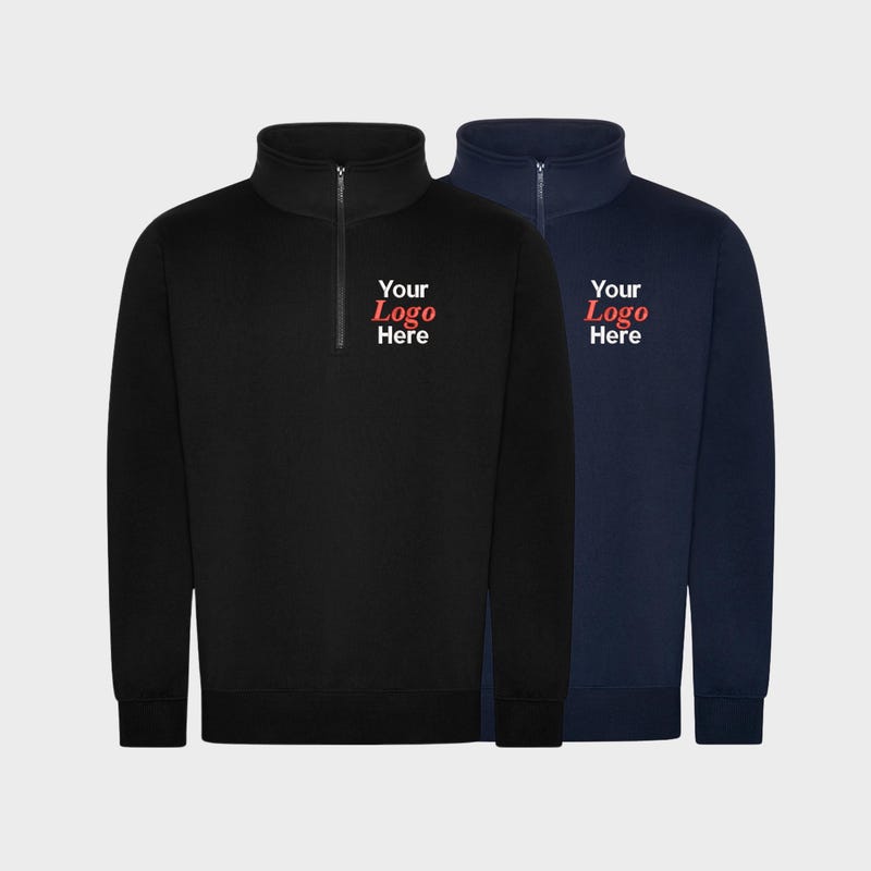 1/4 Zip With Embroidered Logo - Etsy UK