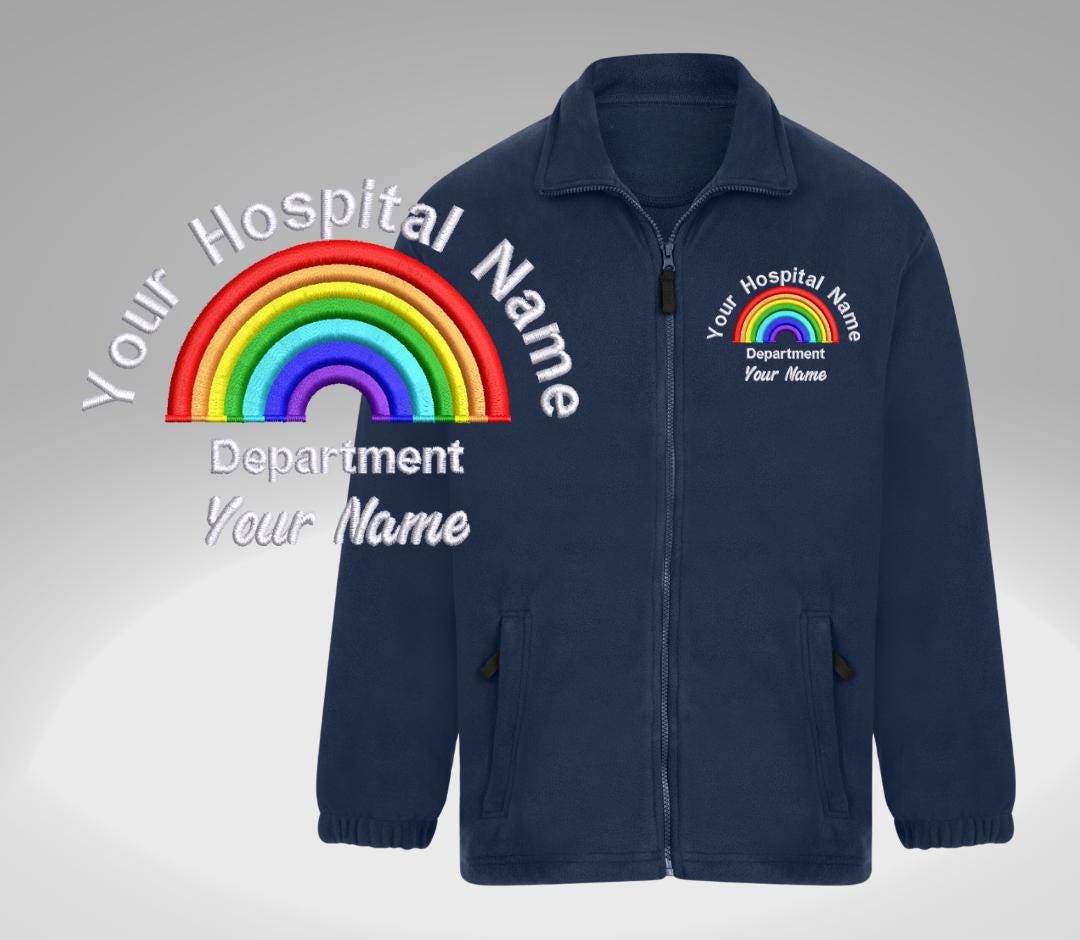 Rainbow Fleece Personalised |uniform Staff Embroidered|hospital Name ...