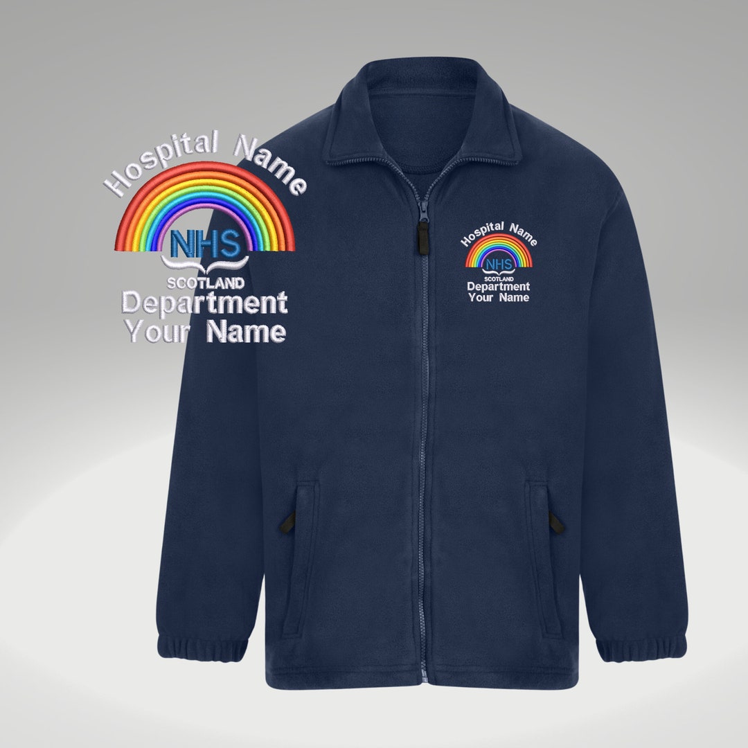 Rainbow NHS Scotland Personalised Fleece Jacket Embroidered Hospital ...
