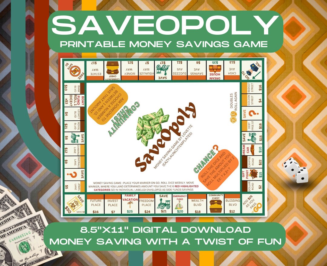 Printable Saveopoly Money-savings Game Digital Download Saveopoly Game ...