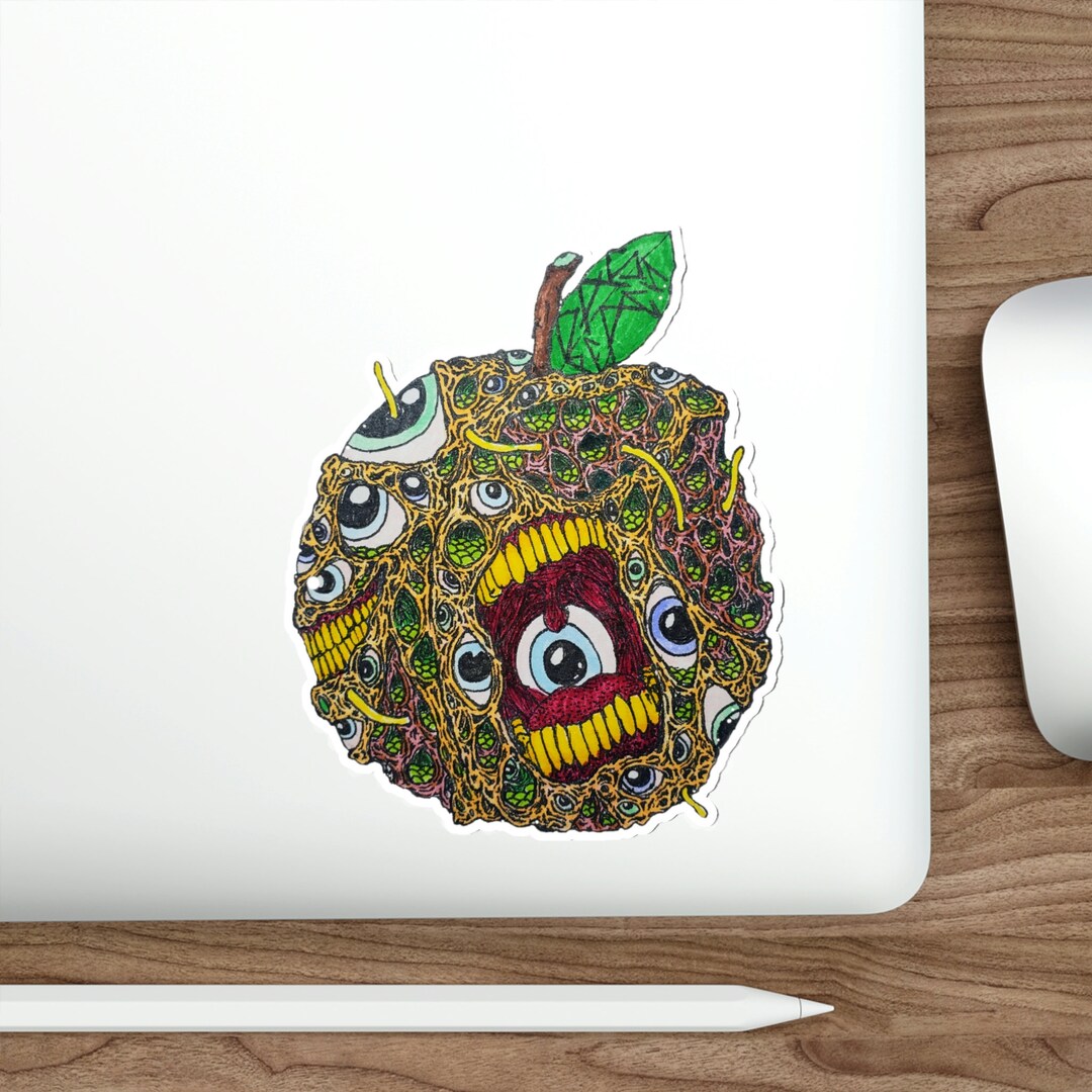 Rotten Peach Hand Drawn Die-cut Sticker Psychedelic Abstract Horror Art ...