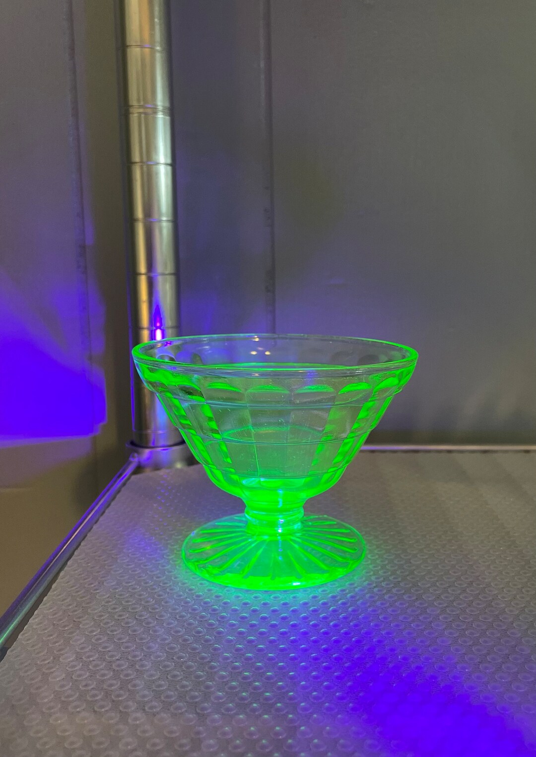 Hocking Glass Uranium Block Optic Low Sherbet - Etsy