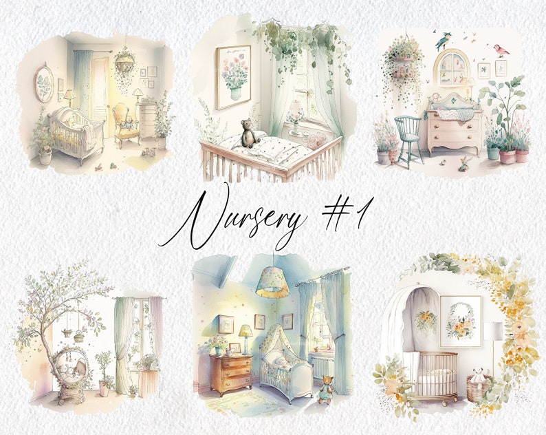 Cute Watercolor Nursery Scenes Volume 1 Commercial Use - Etsy