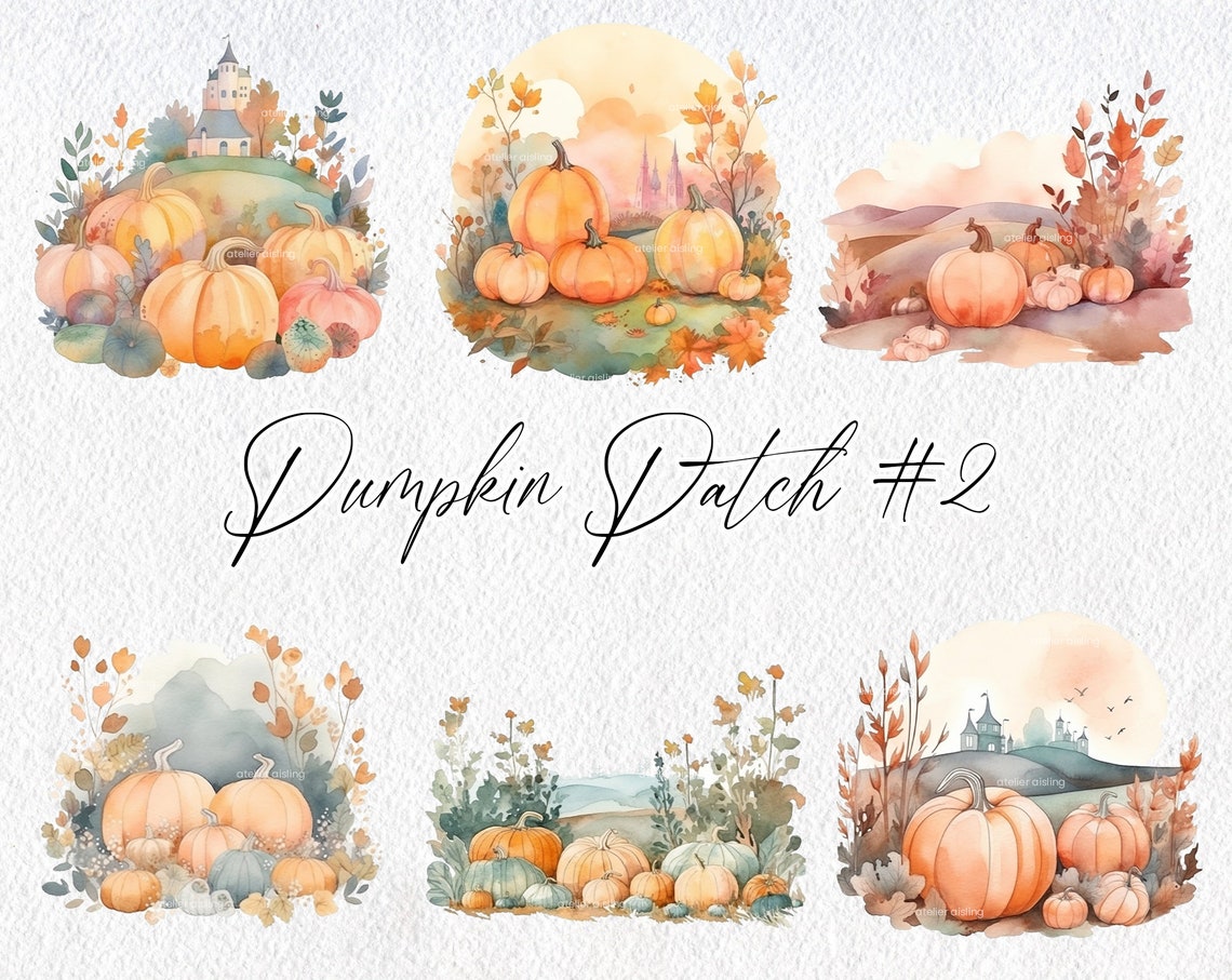 Cute Watercolor Pumpkin Patch Volume 2 Commercial Use - Etsy
