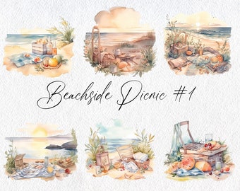 Cute Watercolor Oyster Scenes Commercial Use Clipart Beach - Etsy