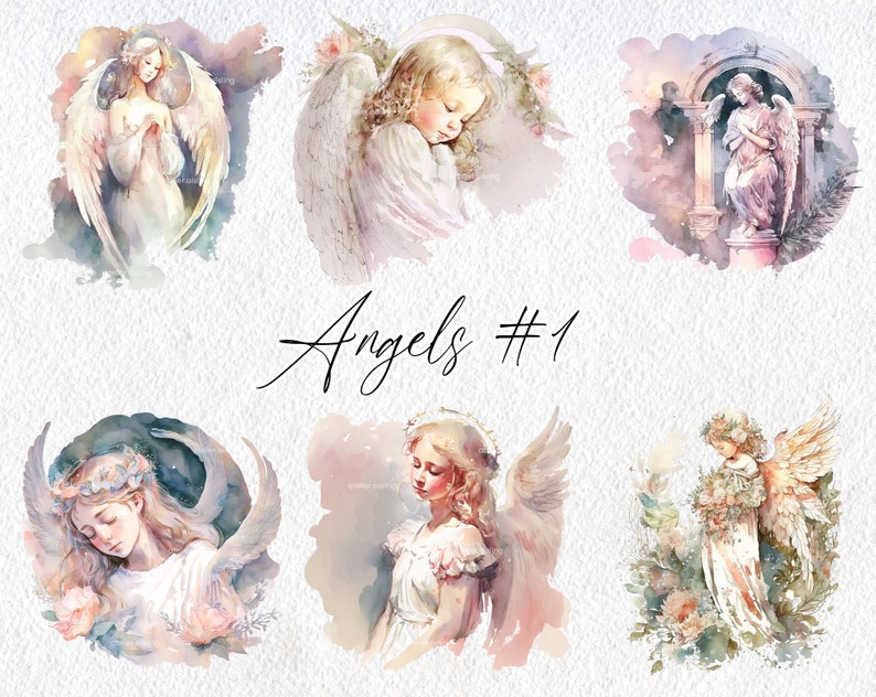 Cute Watercolor Angel Scenes Volume 1 Commercial Use - Etsy