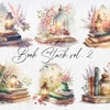 Cute Watercolor Bookshelf Scenes, Commercial Use Clipart, Book Clipart ...