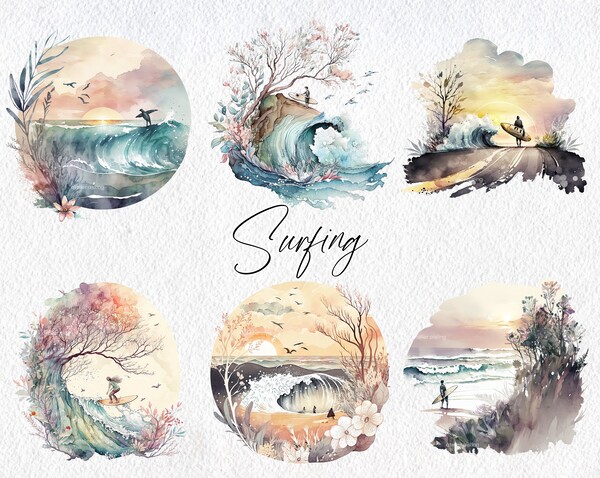 Blue Watercolor Waves Clipart Hand Painted Waves Ocean Clipart Sea ...