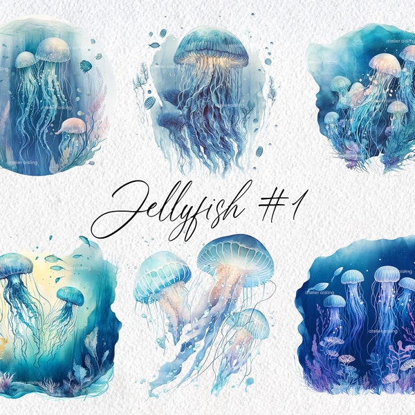 Jellyfish Clipart - Etsy