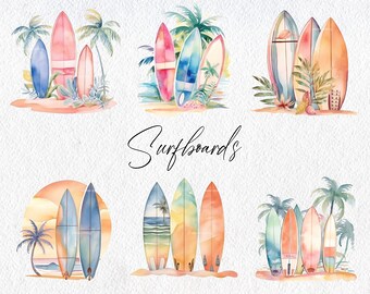 Surfing Watercolor Surfboards Ocean Sea Beach Sport - Etsy