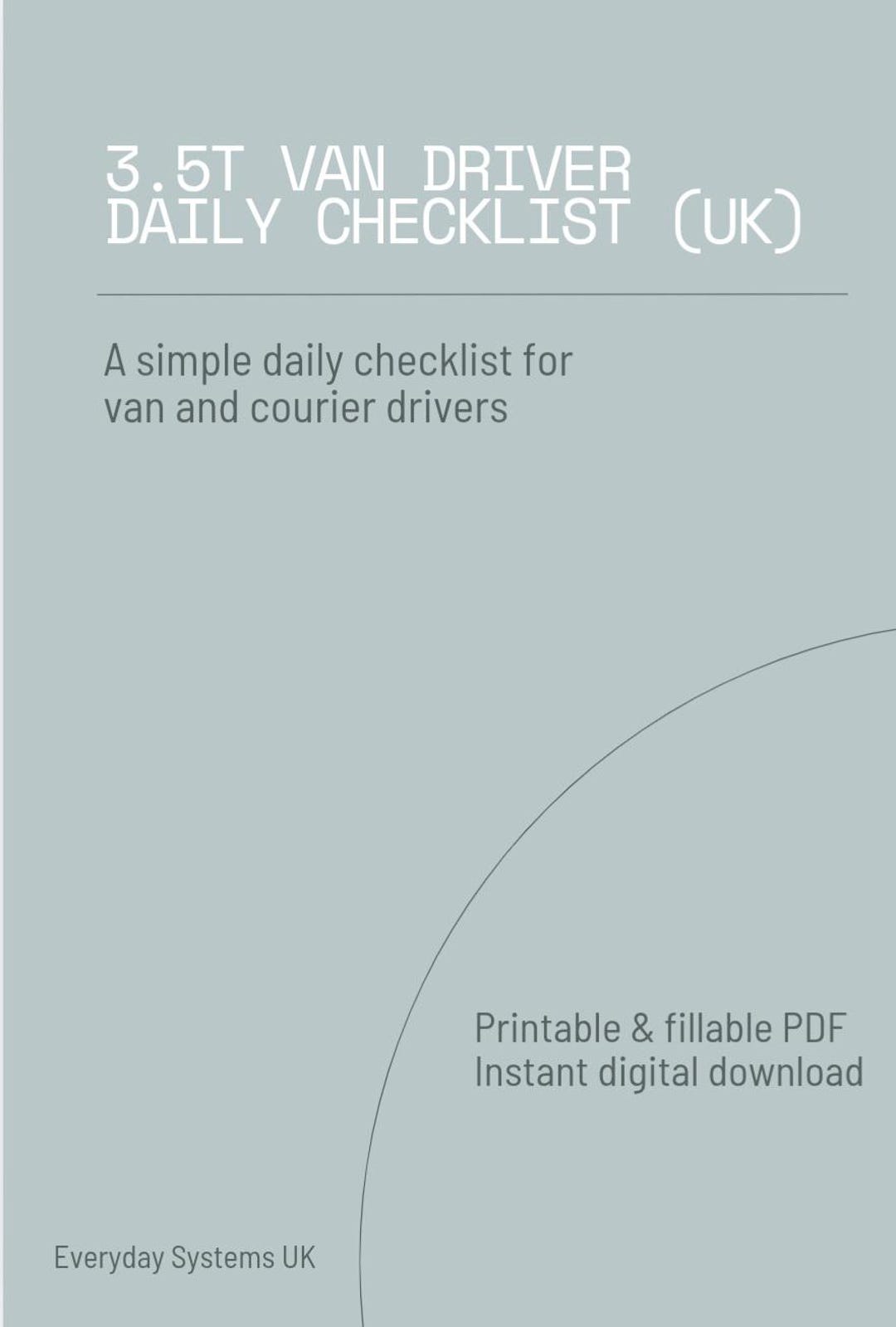 3.5t Van Driver Daily Checklist UK | Courier Vehicle Checks (printable ...