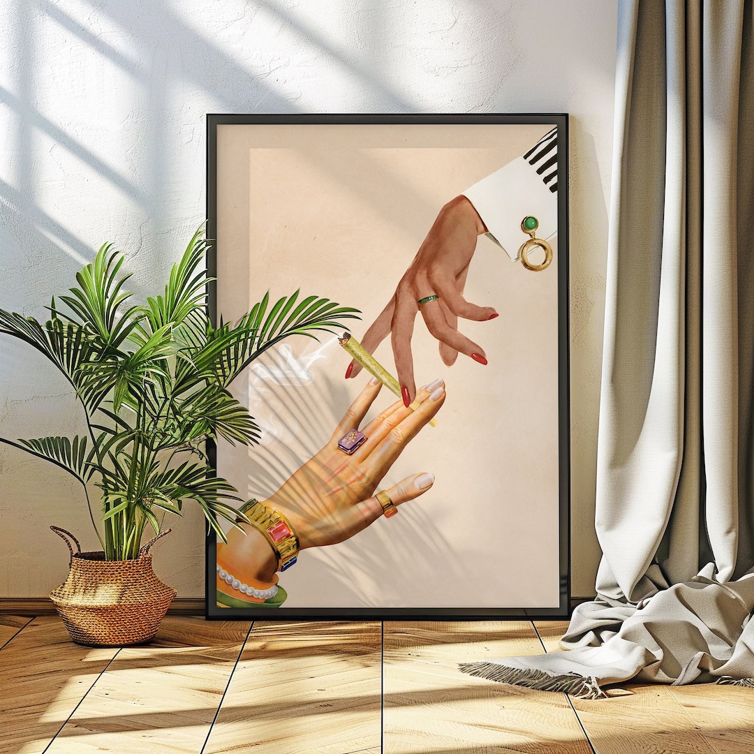 Deep Talks Collage Art – Trippy Weed Poster, Stoner Room Decor, Funky ...