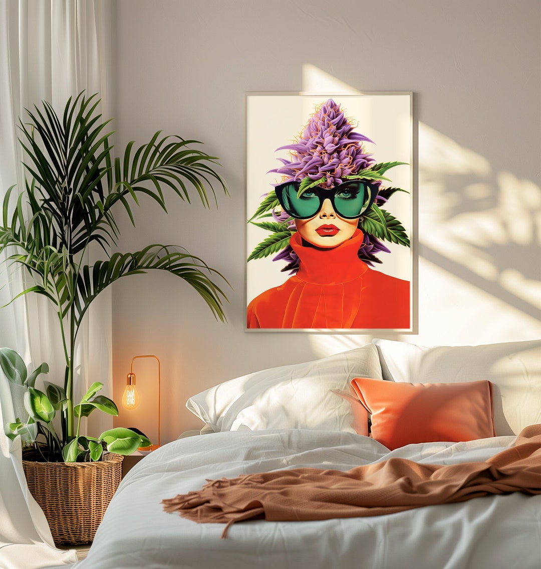 Trippy Cannabis Art Print – Retro Psychedelic Collage, Weed Decor - Etsy