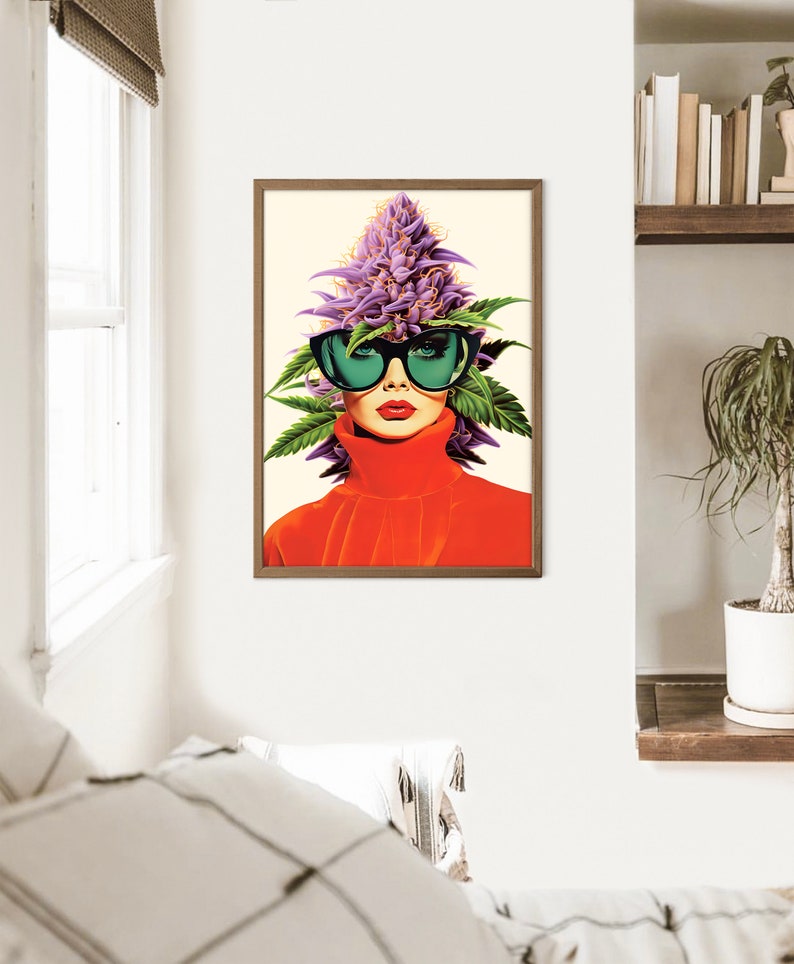 Trippy Cannabis Art Print – Retro Psychedelic Collage, Weed Decor - Etsy