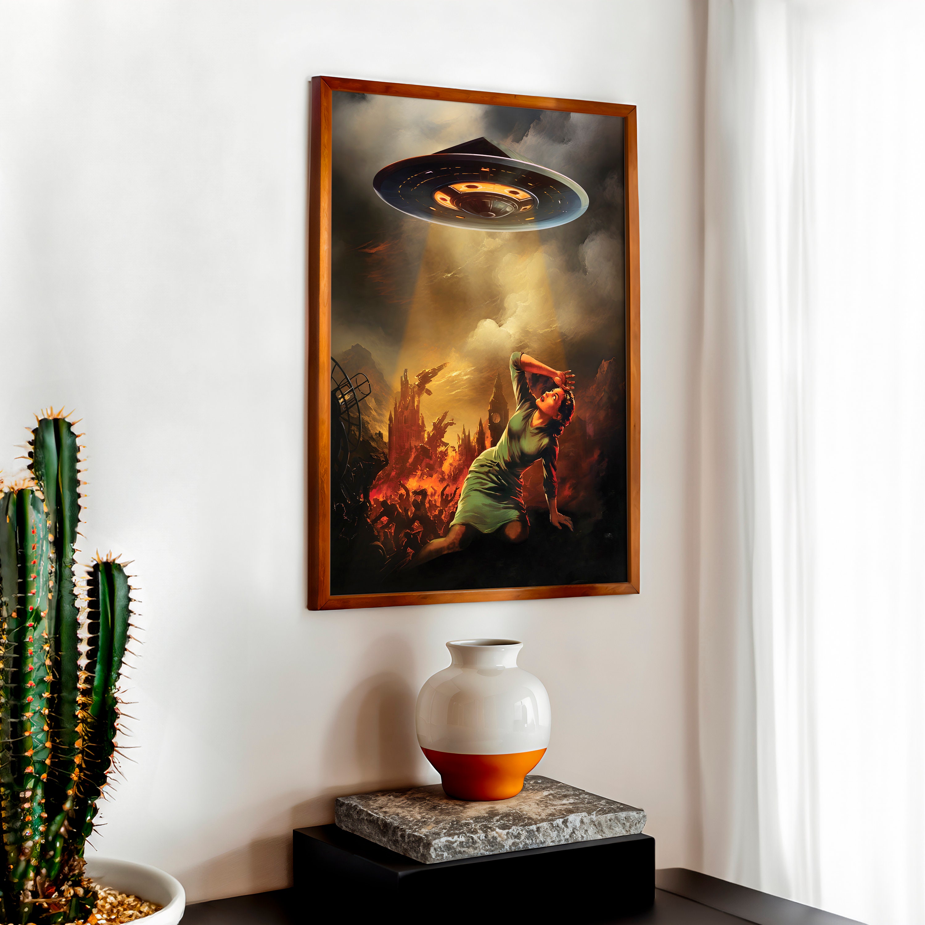 Otherworld UFO Surreal Art Print Vintage Style Retro Fantasy Wall Decor ...
