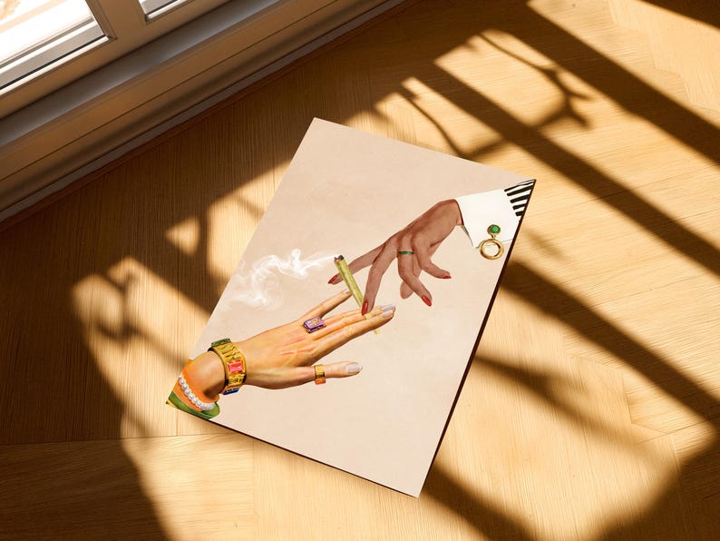 Trippy Weed Poster – Deep Talks Collage Art, Stoner Room Decor, Funky ...