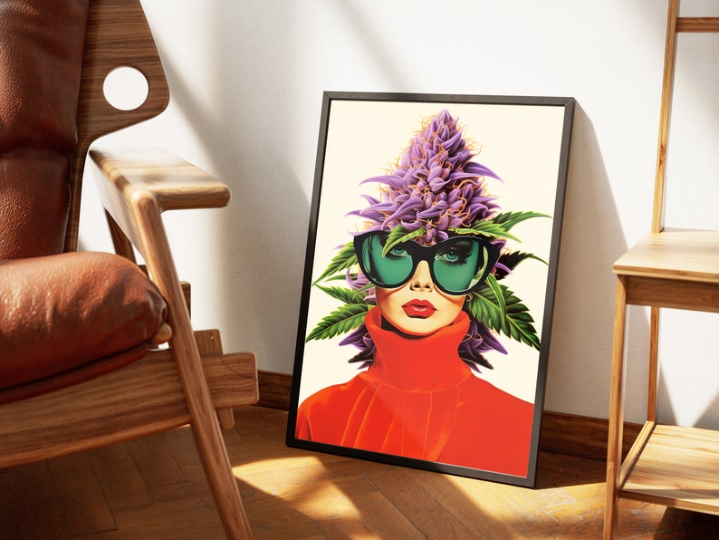 Trippy Cannabis Art Print – Retro Psychedelic Collage, Weed Decor - Etsy